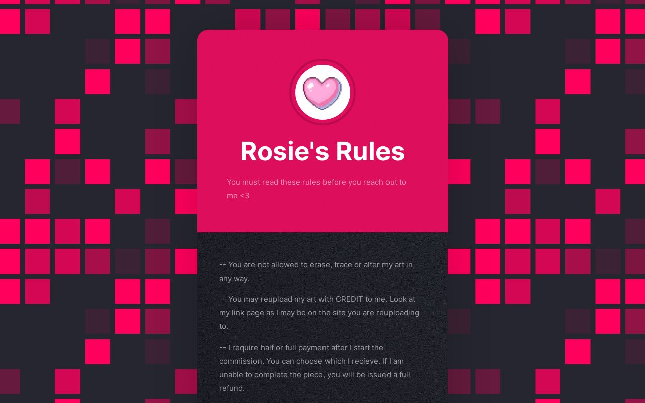 Rosie's Commission Rules